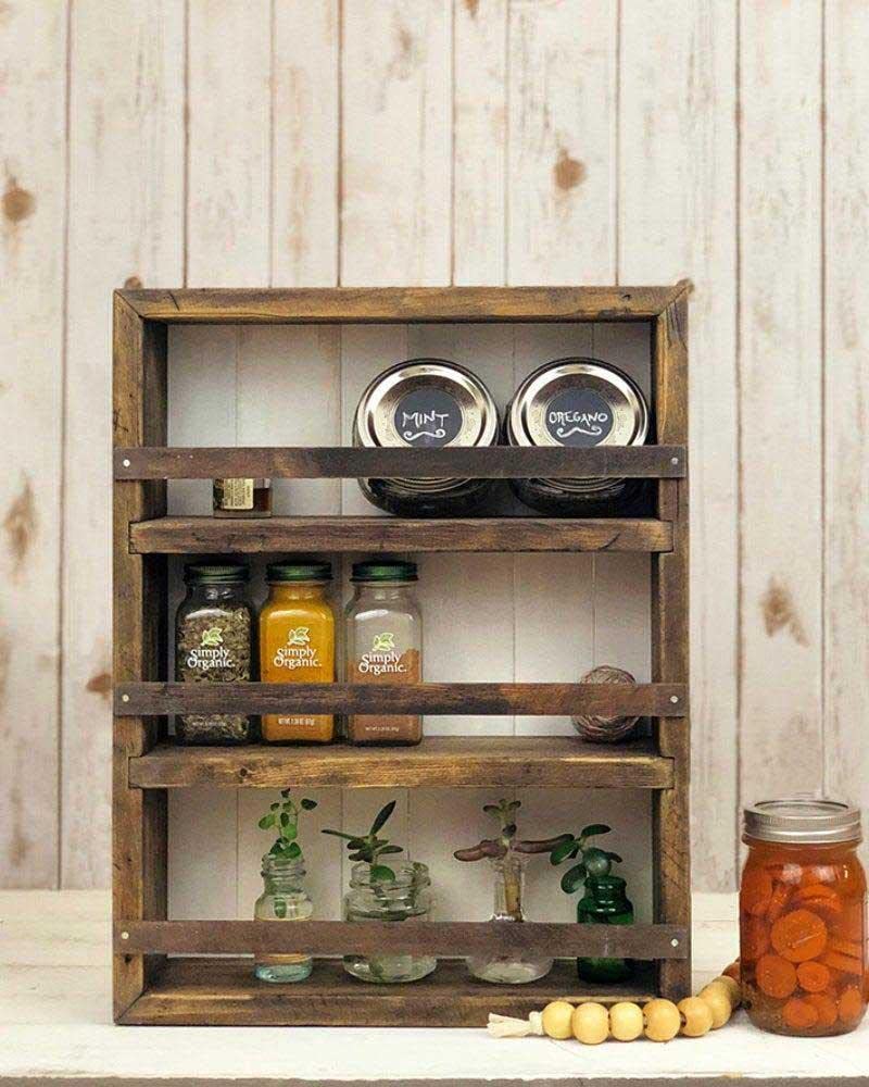 Mansfield Cabinet No. 104 - Solid Wood Spice Rack Cabinet Early American/Farmhouse Red