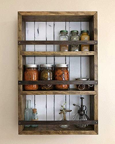 Mansfield Cabinet No. 103 - Solid Wood Spice Rack Cabinet Antique White/Tuscan Red