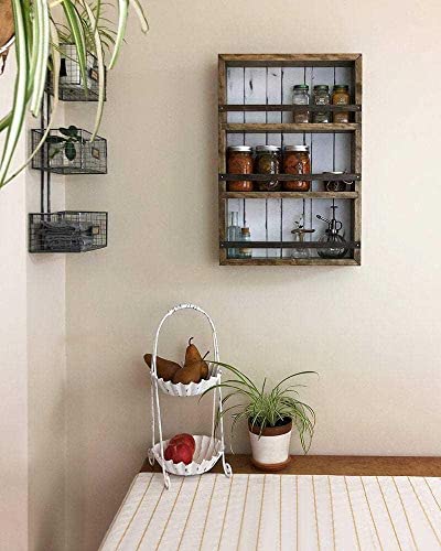 Mansfield Cabinet No. 103 - Solid Wood Spice Rack Cabinet Antique White/Tuscan Red