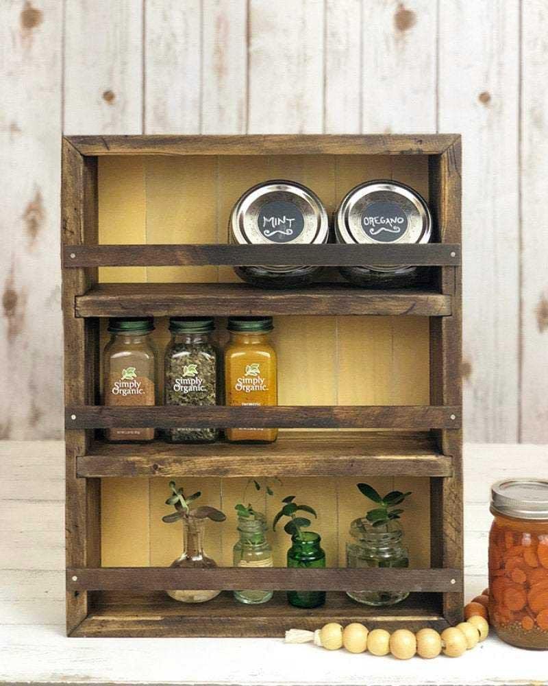 Mansfield Cabinet No. 104 - Solid Wood Spice Rack Cabinet Early American/Mustard Yellow