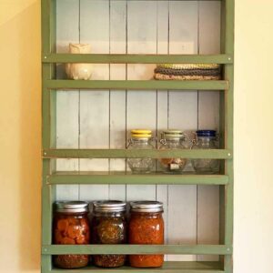 Mansfield Cabinet No. 102 - Solid Wood Spice Rack Cabinet Khaki Green/Khaki Green