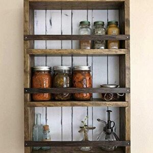 Mansfield Cabinet No. 103 - Solid Wood Spice Rack Cabinet Dark Walnut/Khaki Green