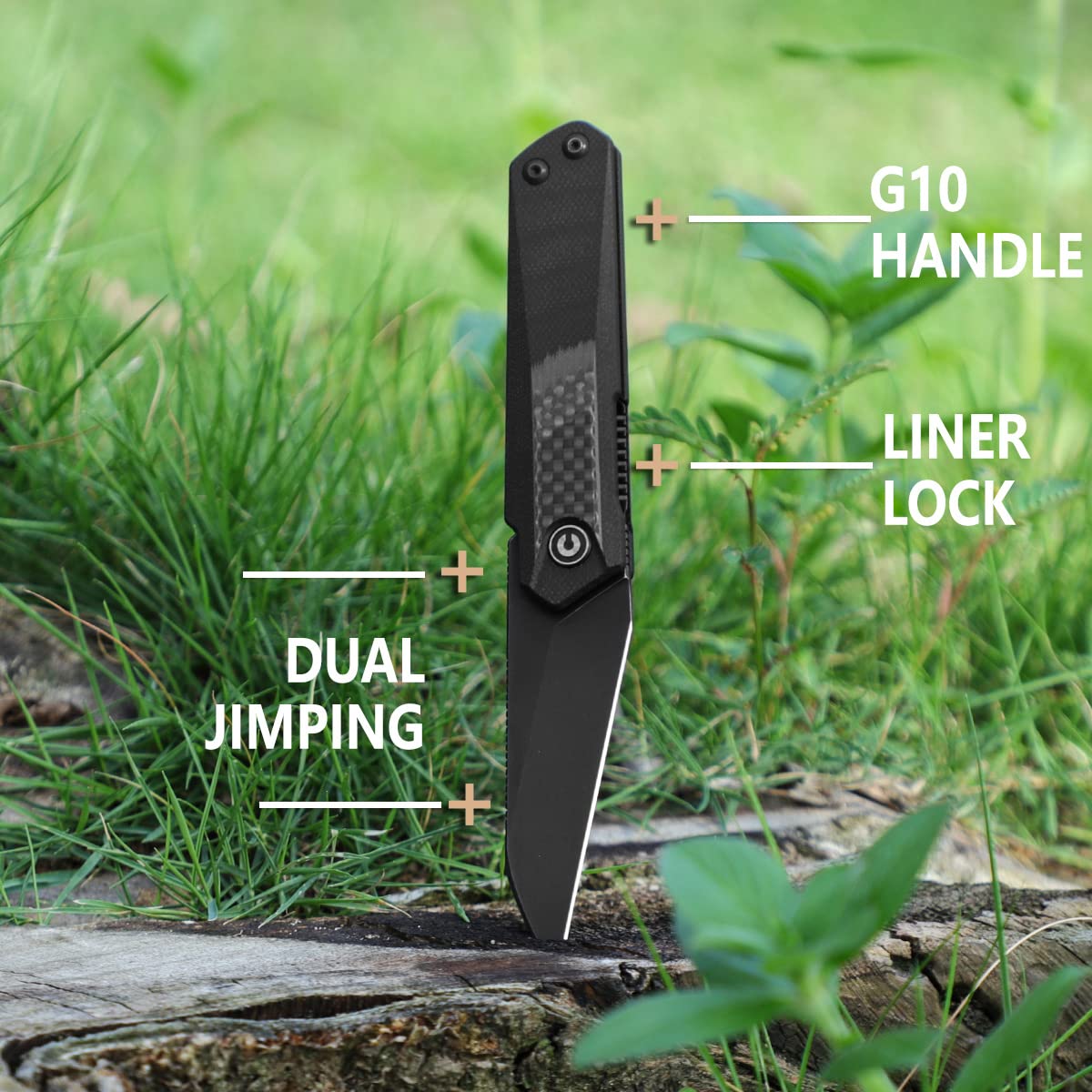 CIVIVI Ki-V Plus Front Flipper Pocket Knife, 2.52-in Nitro-V Blade Reverse Tanto Small Folding Knife, Twill Carbon Fiber Overlay On G10 Handle Utility Knife with Deep Carry Pocket Clip for Camping Hiking Hunting,6.10 inch / 155mm