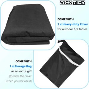 WICKTICK Square Gas Fire Pit Cover 30 x 30 x 25 Inch, Waterproof & 600D Heavy Duty Fire Table Cover for 28x28, 30x30 Inch Patio Tall Propane Firepits