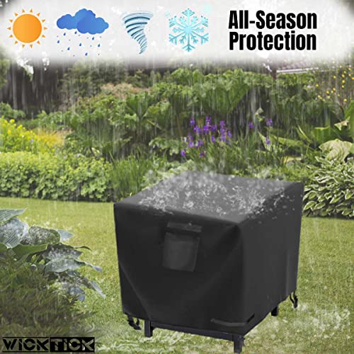 WICKTICK Square Gas Fire Pit Cover 30 x 30 x 25 Inch, Waterproof & 600D Heavy Duty Fire Table Cover for 28x28, 30x30 Inch Patio Tall Propane Firepits