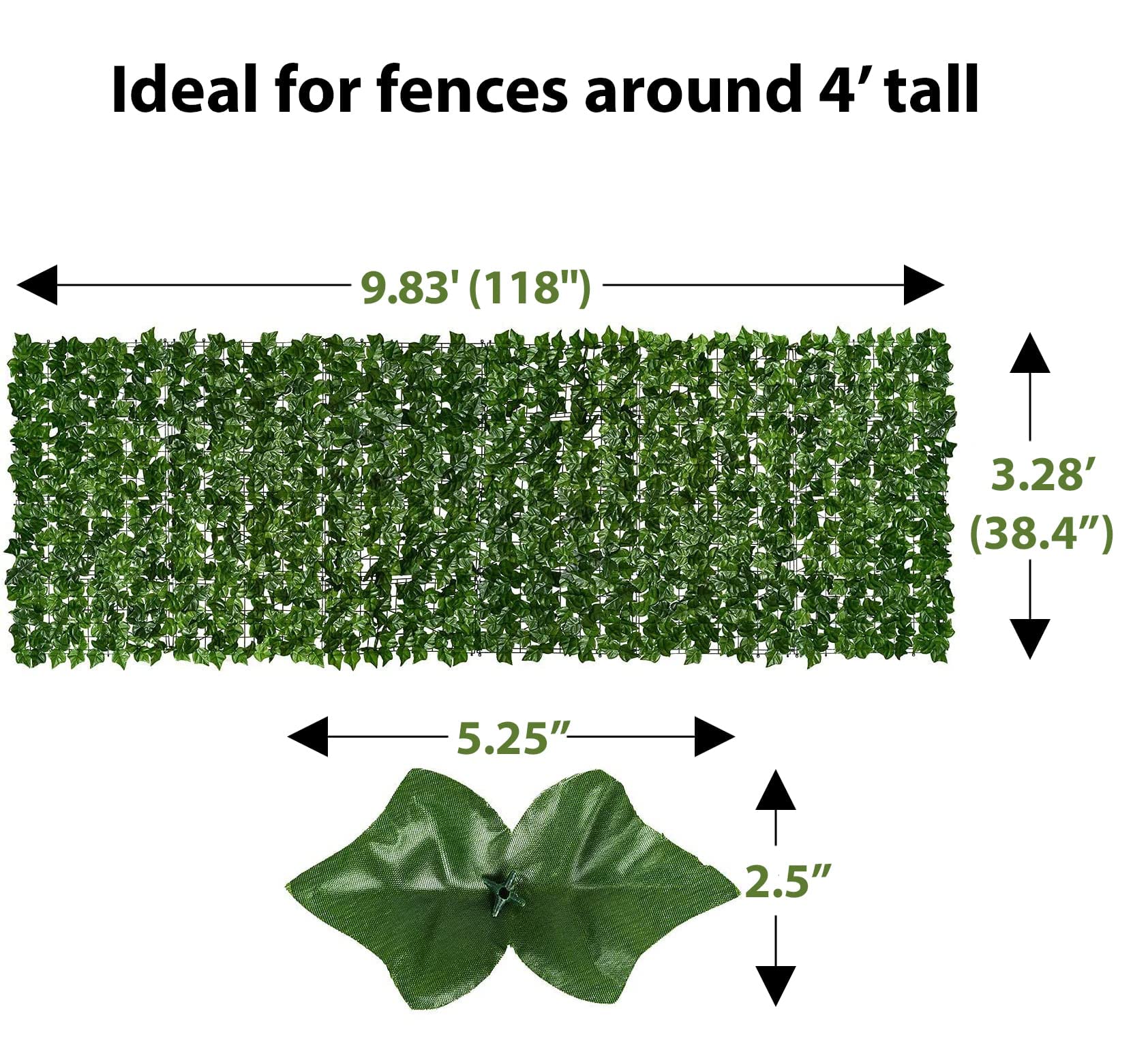 Artificial Ivy Balcony Privacy Screen, UV Coated Faux Ivy Privacy Fence Screen - Expandable Fake Ivy Fence - Ivy Fence Privacy Screen, Artificial Ivy Privacy Fence, Patio Decor For Fences Up To 4 Feet