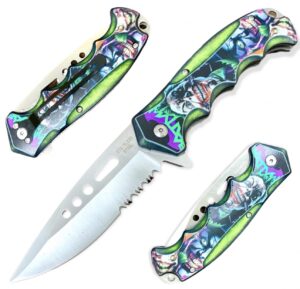 pocket knife joker super knife spring assisted open 8.5" green handle