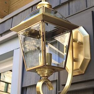 GAAZIE 13.7in Copper Porch Light Oil-Rubbed Brass Outdoor Wall Lights with Beveled Glass,Exterior Wall Sconce for Porch & Patio Light,1 Pack