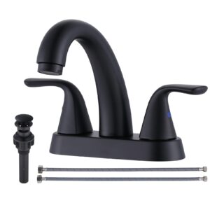 aleasha 4 inch centerset bathroom faucet matte black bathroom faucet with 2 handles, bathroom sink faucet 3 hole for restroom vanity rv bathroom