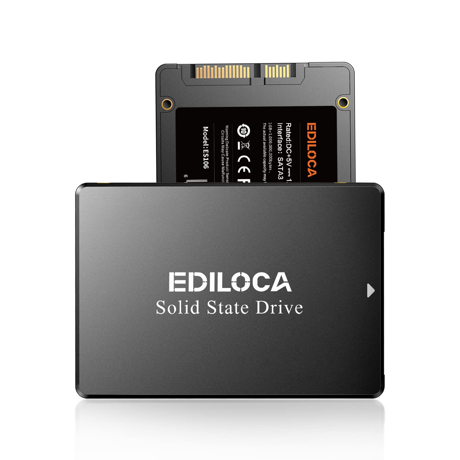 Ediloca ES106 128GB SSD SATA III 2.5" 3D TLC NAND Flash Internal Hard Drive, Up to 500MB/s Read, Upgrade PC or Laptop Memory and Storage(Black)