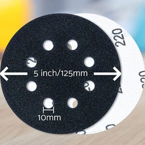 S&F STEAD & FAST 5 inch Sanding Discs Hook and Loop Wet Dry 100pcs, Orbital Sander Sandpaper 80 180 220 400 600 800 1000 1500 2000 3000 Grit, Silicon Carbide Sandpaper 8 Holes