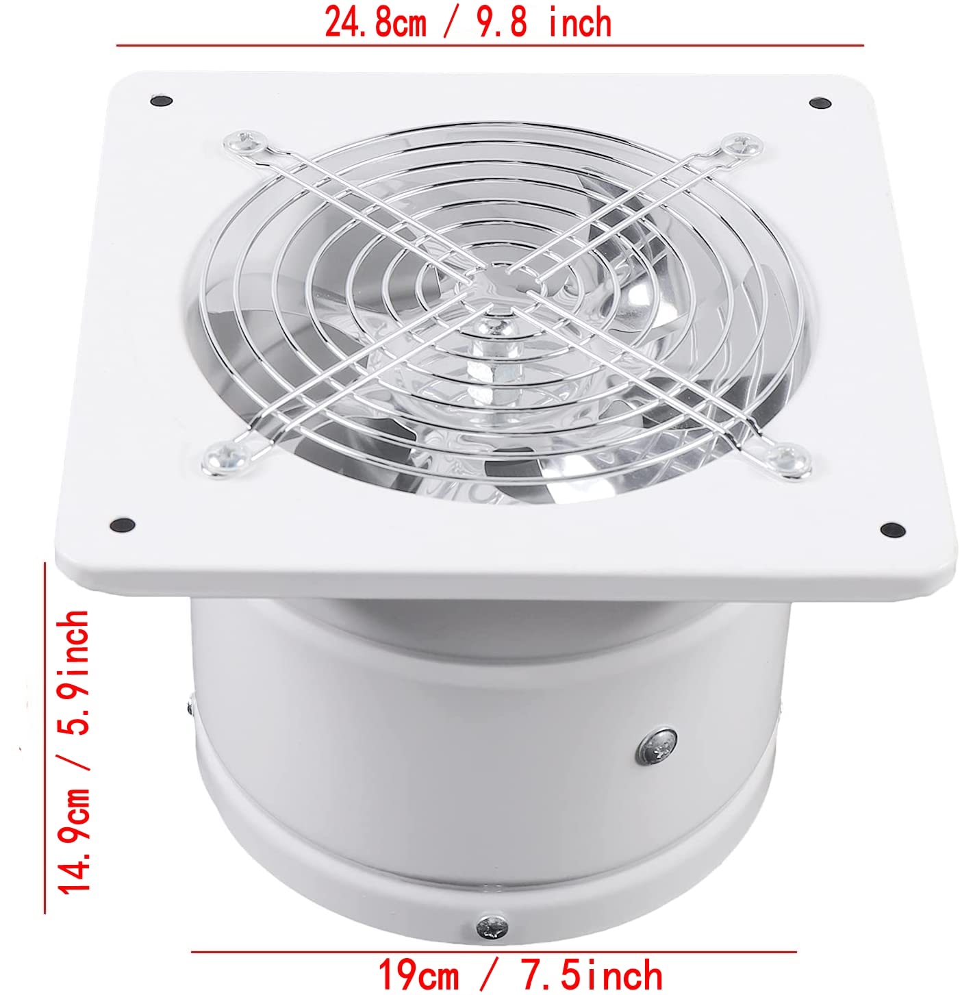 8 inch Exhaust Fan Through Wall Extractor Exhaust Ventilation Fan 110V Exhaust Smoke Fan Ventilation for Kitchen, Bathroom,laundry room,Toilets, Garage, Shopping Mall and Office (500 CFM/White)