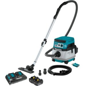 makita xcv22ptu 36v (18v x2) lxt® brushless 2.1 gallon hepa filter dry dust extractor/vacuum kit, aws® (5.0ah)