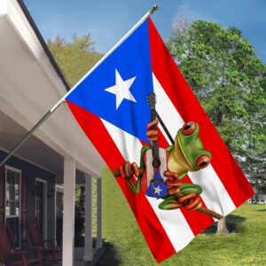 Puerto Rico Frog Pattern 3X5 Ft Flags with Brass Grommets,Funny Boricua Pride Indoor Outdoor Flags & Banner Sign