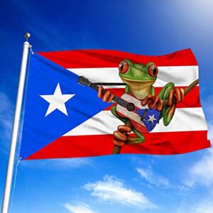 Puerto Rico Frog Pattern 3X5 Ft Flags with Brass Grommets,Funny Boricua Pride Indoor Outdoor Flags & Banner Sign