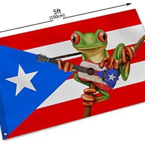 Puerto Rico Frog Pattern 3X5 Ft Flags with Brass Grommets,Funny Boricua Pride Indoor Outdoor Flags & Banner Sign