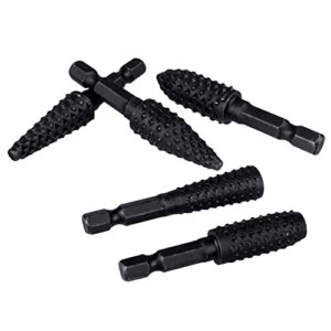 YAKAMOZ 10Pcs 1/4 Inch Hex Shank Rotary Rasp File Set Wood Carving Burrs Rasp Drill Bits DIY Woodworking Tool for Wood Polishing Deburring Shaping and Grooving