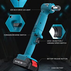 Seesii 3/8" Cordless Ratchet High Torque, 70Ft-lbs Electric Ratchet Wrench Set w/Two 2.0Ah Batteries,21V 2100 RPM Variable Speed Ratcheting Wrench w/ 6 Sockets,1/4'' Adapters,3'' Extension Bar, RT700