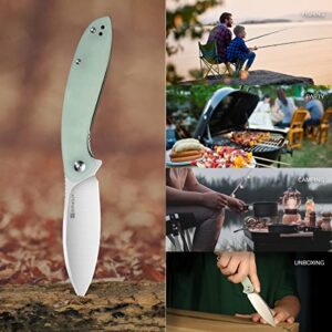 SENCUT San Angelo Pocket Knife Folding Knife for EDC, Green Micarta Handle Satin 9Cr18MoV Blade , Liner Lock Small Knife with Clip for Men Women, Lightweight Foldable Everyday Carry Knife for Indoor Outdoor Gift S21003-3