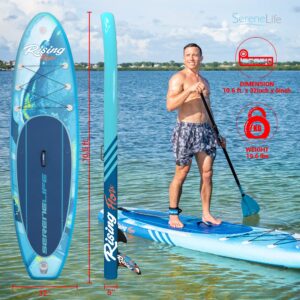 SereneLife Inflatable Stand Up Paddle Board (6 Inches Thick) Bundle with Premium Accessories