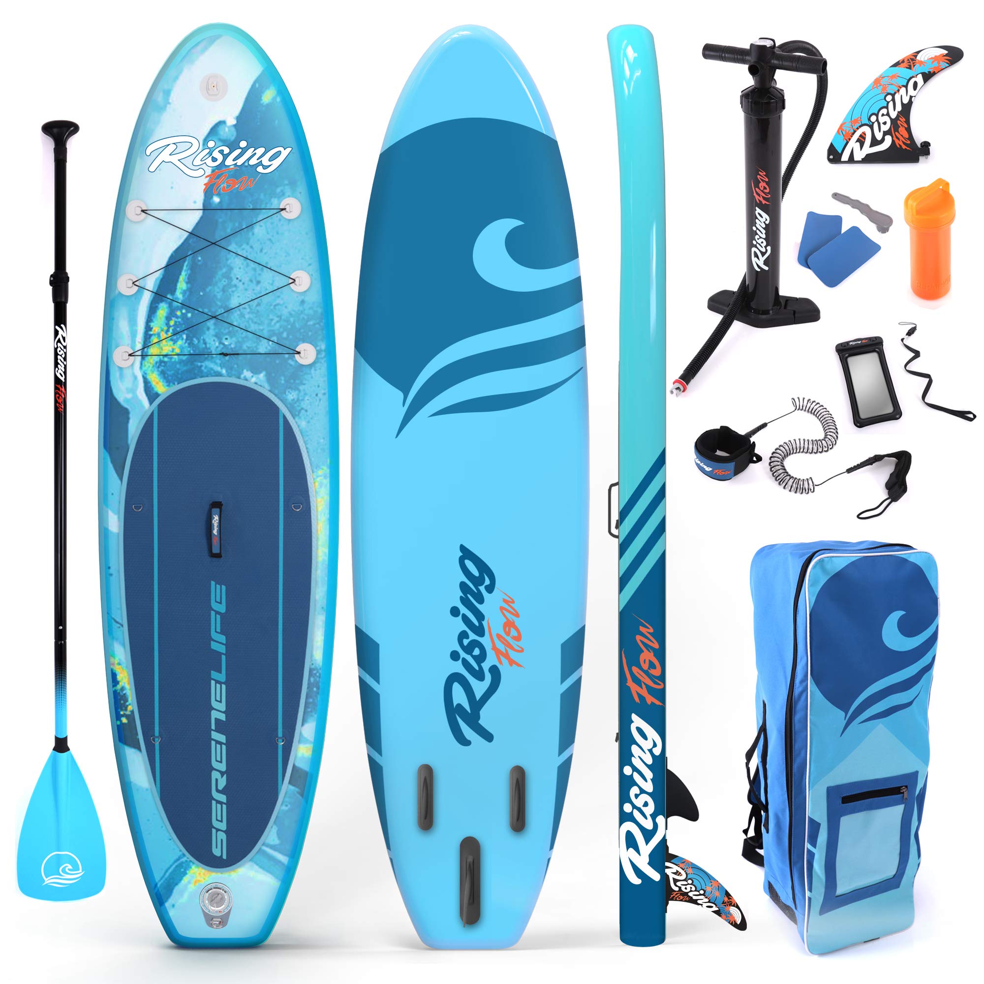 SereneLife Inflatable Stand Up Paddle Board (6 Inches Thick) Bundle with Premium Accessories