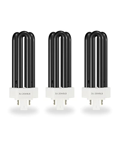 43050 Replacement Bulbs Compatible with Dynatrap DT1775 1 Acre and DT1750 3/4 Acre Bug Zapper, 3U 26W Black Light Bulb for Mosquito & Flying Insect Trap Light, 3 Pack