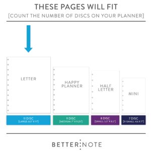 BetterNote Matte Cover for Discbound Planners, fits Disc Notebooks like Levenger Circa, Arc Staples, TUL Office Depot, Big Happy Planner, MAMBI 365, Talia (Kaleidoscope, 11-Disc, 8.5"x11")