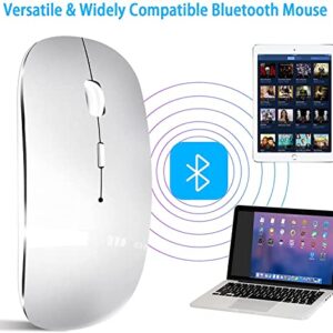 Wireless Mouse for Laptop, Bluetooth Mouse for Macbook Pro/Air/Mac/iPad/Chromebook/Computer -Rechargeale Dual Mode(USB 2.4Ghz + Bluetooth 5.2+ Bluetooth 3.0) Silent Cordless Mouse with USB C Adapter