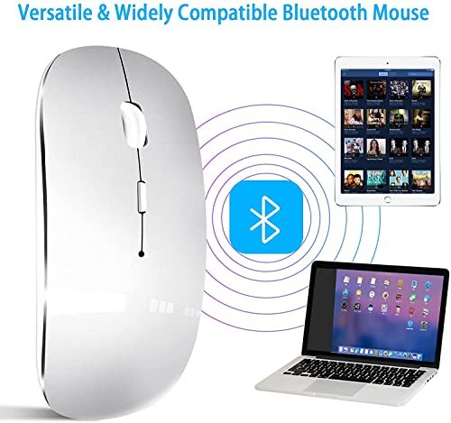 Wireless Mouse for Laptop, Bluetooth Mouse for Macbook Pro/Air/Mac/iPad/Chromebook/Computer -Rechargeale Dual Mode(USB 2.4Ghz + Bluetooth 5.2+ Bluetooth 3.0) Silent Cordless Mouse with USB C Adapter