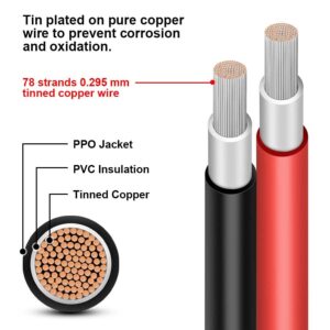 Shirbly Solar Panel Extension Cable - 15FT 10AWG(6mm²) Solar Panel Wire Twin with Female and Male Connector, Tinned Copper Wire for Home Boat RV Solar Panel Outdoor (10AWG 15FT)