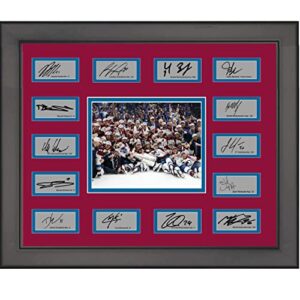 framed 2022 colorado avalanche stanley cup champions 14x team facsimile laser engraved signature auto collage 20x25 hockey photo