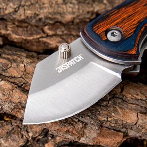 Dispatch Mini Folding Small Pocket Knife, Stainless Steel Sanding Blade and Steelhead EDC Tactical Tools with Colorful Wooden Handle, Everyday Carry, Unique Small Gift for Father-Mother Men Women