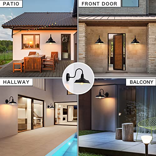 Double century 10" Barn Lights Outdoor, Gooseneck Exterior Lighting Fixture, Porch Light Wall Mount, Aluminum Garage Light, Farmhouse Outdoor Wall Light for House, Enterway