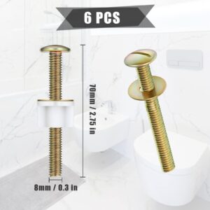 AIEX 6 Sets Toilet Seat Screws and Bolts, Metal Screws for Toilet Seat Bolts Replacement with Plastic Nuts and Metal Washers Toilet Bolt Set for Replacing Top Mount Toilet Seat Hinges