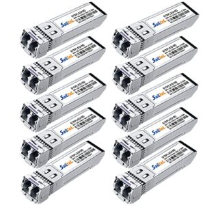 10g gigabit single mode sfp+ lc module,10g 1310nm smf, up to 10 km, ddm,10gbase-lr fiber transceiver, compatible with cisco, ubiquiti, mikrotik,netgear, dlink,linksys and more (10 packs)