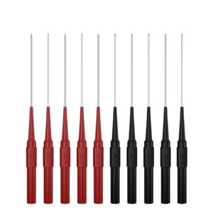 czjzdz 10pcs multimeter test probe back probes, 1mm test pin non-destructive insulation piercing needles 4mm female banana plug car detective tools red black 30009+