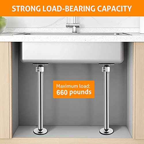 WICHEMI Undermount Sink Brackets, Set of 2 Adjustable Stainless Steel Sink Support Brackets, Never Fall Sink Repair System for Kitchen and Bathroom, Utility Sink Replacement Legs(16 to 29.5 inch)