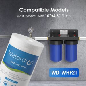 Waterdrop Whole House Water Filter, Replacement for 3M Aqua-Pure AP810, Whirlpool WHKF-GD25BB, GE GXWH40L, GXWH35F, Culligan RFC-BBSA, 5 Micron, 10" x 4.5", Well & Tap Water Filter, Pack of 4, Bundle