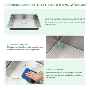 33 Kitchen Sink Undermount - Lepuday Undermount Kitchen Sink 33 Inch Stainless Steel 16 Gauge Single Bowl Workstation Kitchen Sinks 33X19 With R10 Round Corner