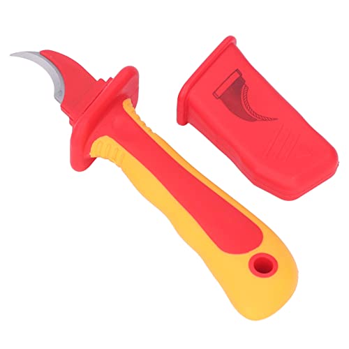 Insulated Cutter, Electrician Knife Sickle Type Stainless Steel Blade Antimagnetic For Electric Cable Repair