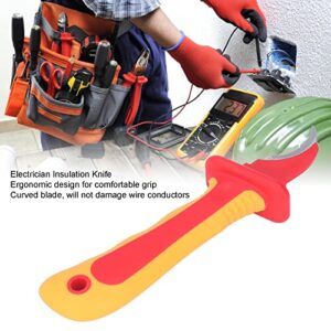 Insulated Cutter, Electrician Knife Sickle Type Stainless Steel Blade Antimagnetic For Electric Cable Repair