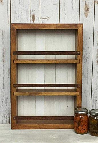 Mansfield Cabinet No. 101 - Solid Wood Spice Rack Cabinet Golden Oak/Cascade Blue