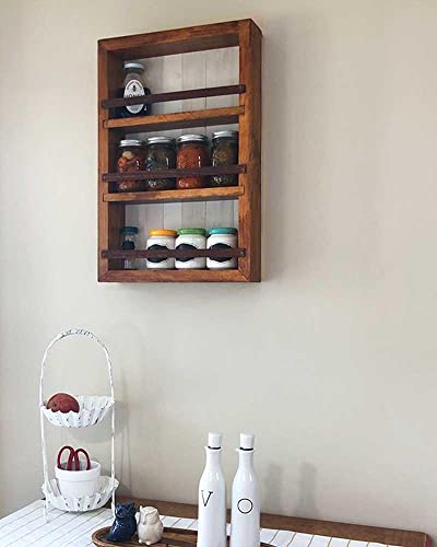 Mansfield Cabinet No. 101 - Solid Wood Spice Rack Cabinet Aged Barrel/Tuscan Red