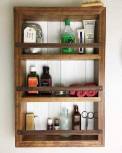 mansfield cabinet no. 101 - solid wood spice rack cabinet dark walnut/farmhouse red paint