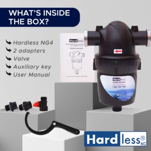 Hardless NG4 Whole House Water Filter - Salt-Free Water Softener Alternative- Reduces Limescale, Sediment & More- Compact, Easy to Install- Comes with 3/4" Inlet/Outlet- Home Water Filtration System