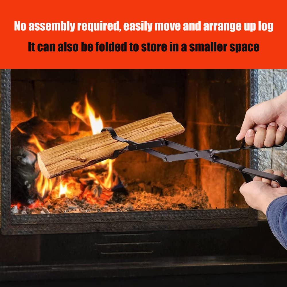 DONSIQIZZ 32" Firewood Fire Pit Poker and 25" Fireplace Tongs Log Grabber, Fire Pit Tools Kits Fit for Camping Campfire Wood Stove Fireplace Firepit Indoor and Outdoor Use