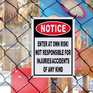 Notice Enter at Own Risk Sign 2-Pack, Not Responsible for Accidents or Injuries Sign, Caution Safety Signs, 10"x 7" - .040 Aluminum Reflective Sign UV Protected and Weatherproof