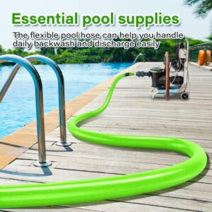 Jin&Bao 2 Inch Heavy Duty Pool Backwash Hose 25 FT with Clamp, Weather and Burst Resistant Swimming Pool Drain Hose, Pool Essentials Flexible Lay-Flat Discharge Hose for Water Disposal (Green-25ft)