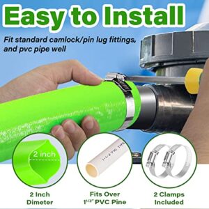 Jin&Bao 2 Inch Heavy Duty Pool Backwash Hose 25 FT with Clamp, Weather and Burst Resistant Swimming Pool Drain Hose, Pool Essentials Flexible Lay-Flat Discharge Hose for Water Disposal (Green-25ft)