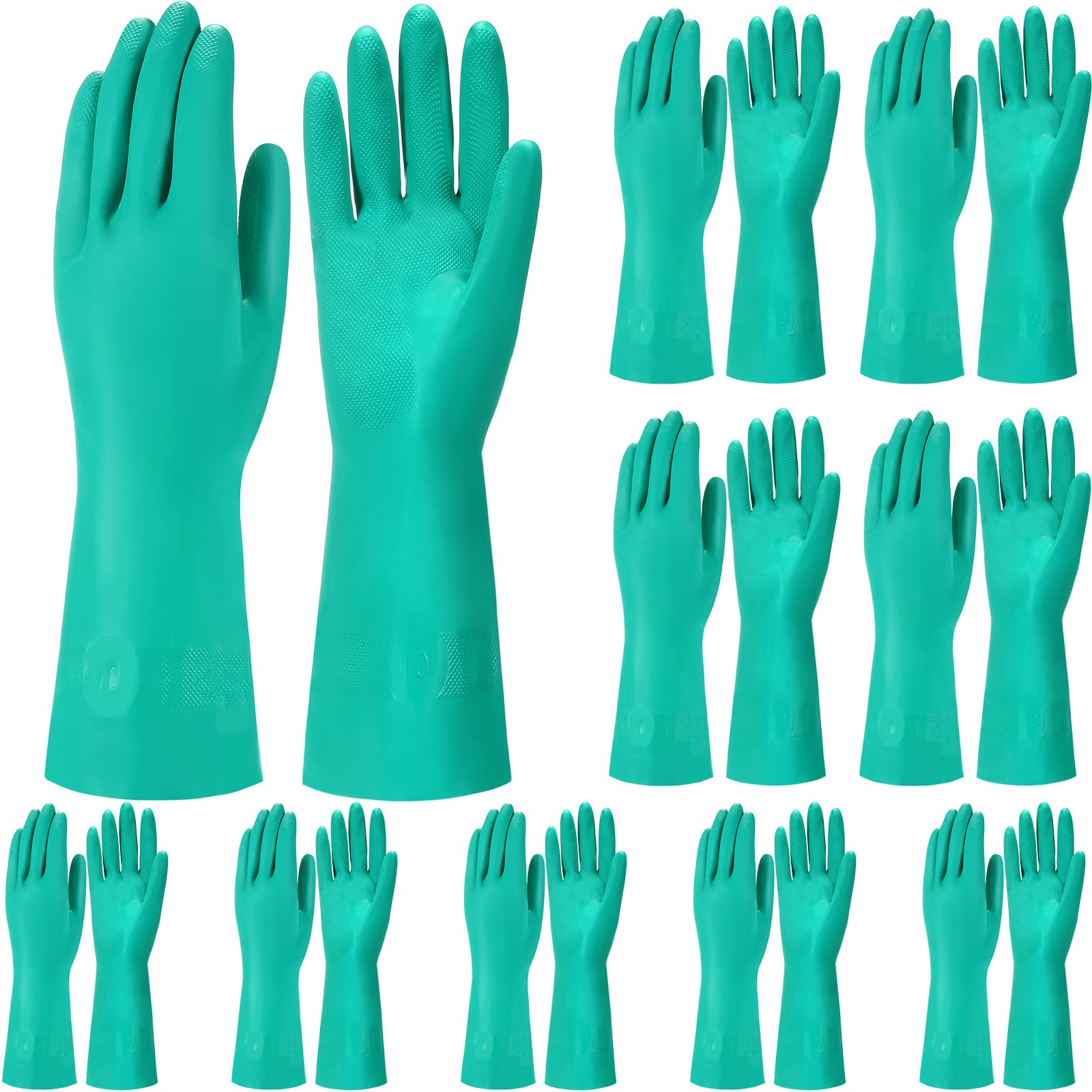 Potchen 10 Pairs Chemical Resistant Nitrile Gloves Heavy Duty Thick Work Cleaning Resist Household Acid, Alkali, Solvent and Oil for Car Home Lab